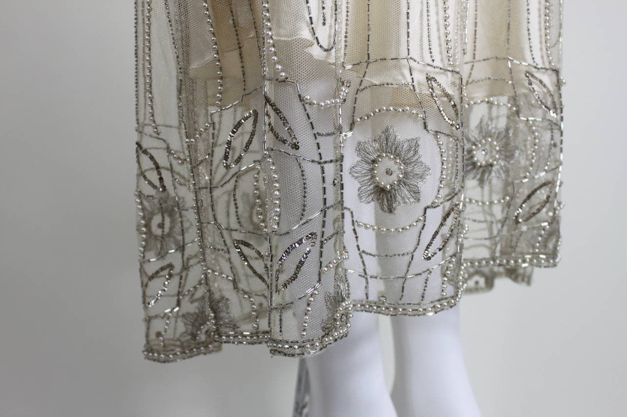 1920s Cream Net Beaded Tabard For Sale at 1stDibs