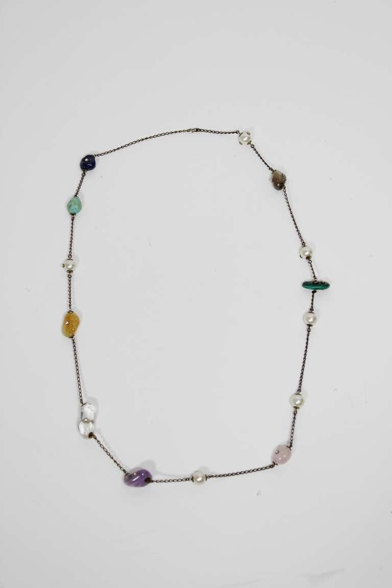 CHANEL Semi-Precious Stone and Rhinestone Necklace For Sale at 1stDibs