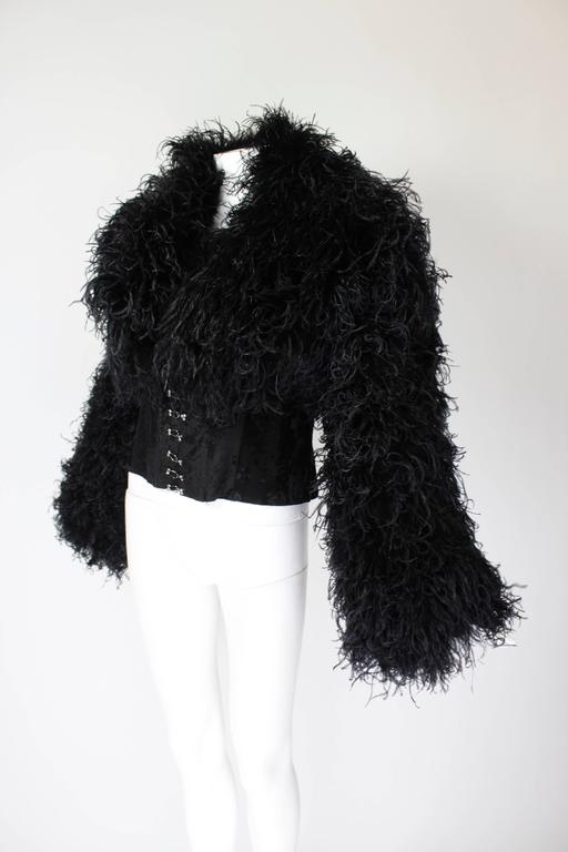 1990s Curled Ostrich Feather Cropped Jacket with Rhinestone Closure at ...