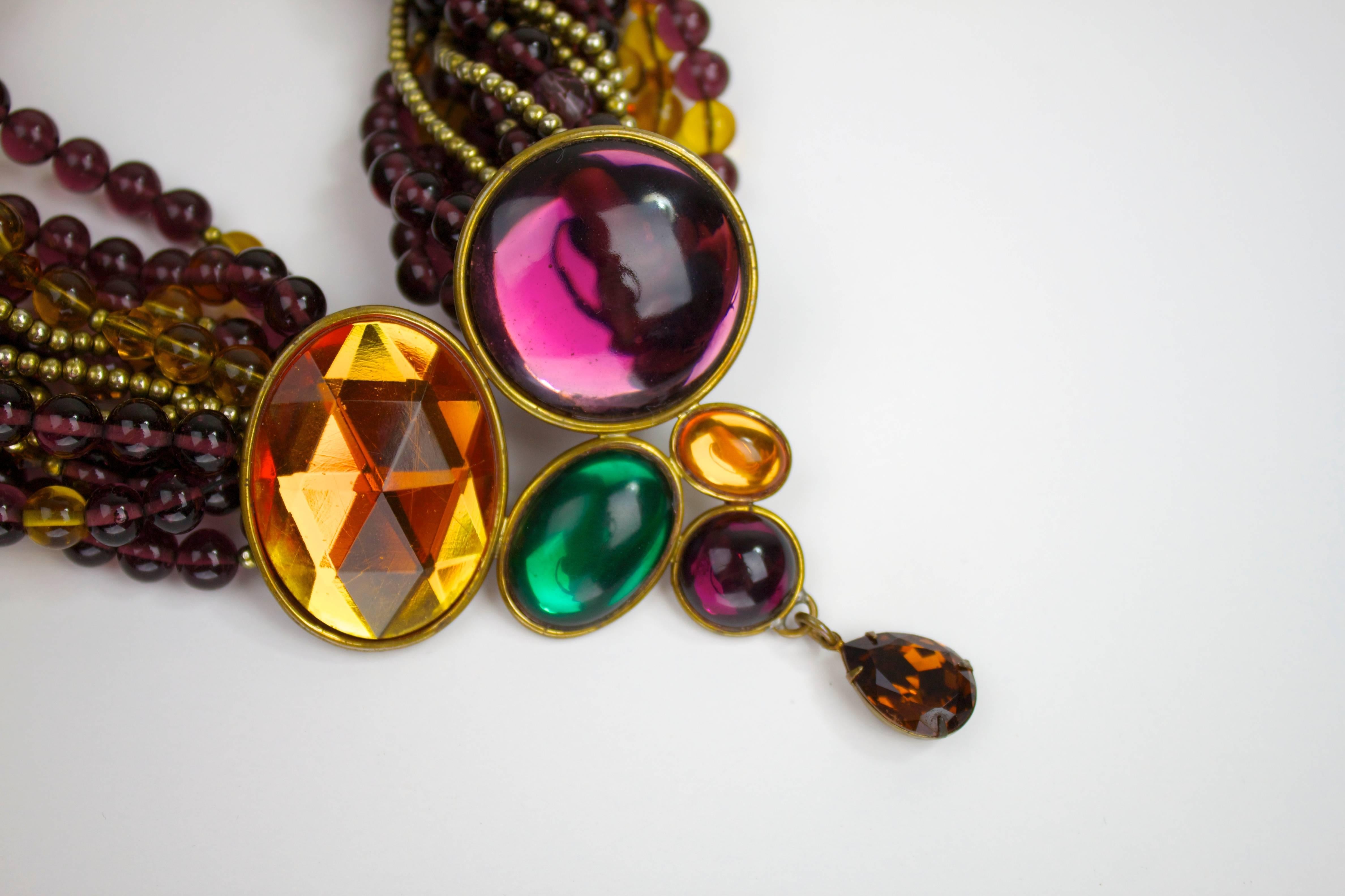 1980s Tess Sholom Attribution Multistrand Choker with Rhinestone ...