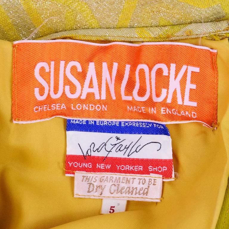 Swinging 60s Carnaby St. Gold Lame Mini Dress by Susan Locke at 1stDibs