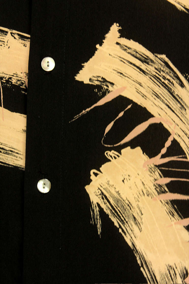 Timney Fowler 1990's Mens Graphic Brush Stroke Shirt at 1stDibs