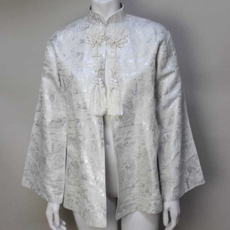1940s Ivory Brocade Chinese Jacket with Matching Bag at 1stDibs