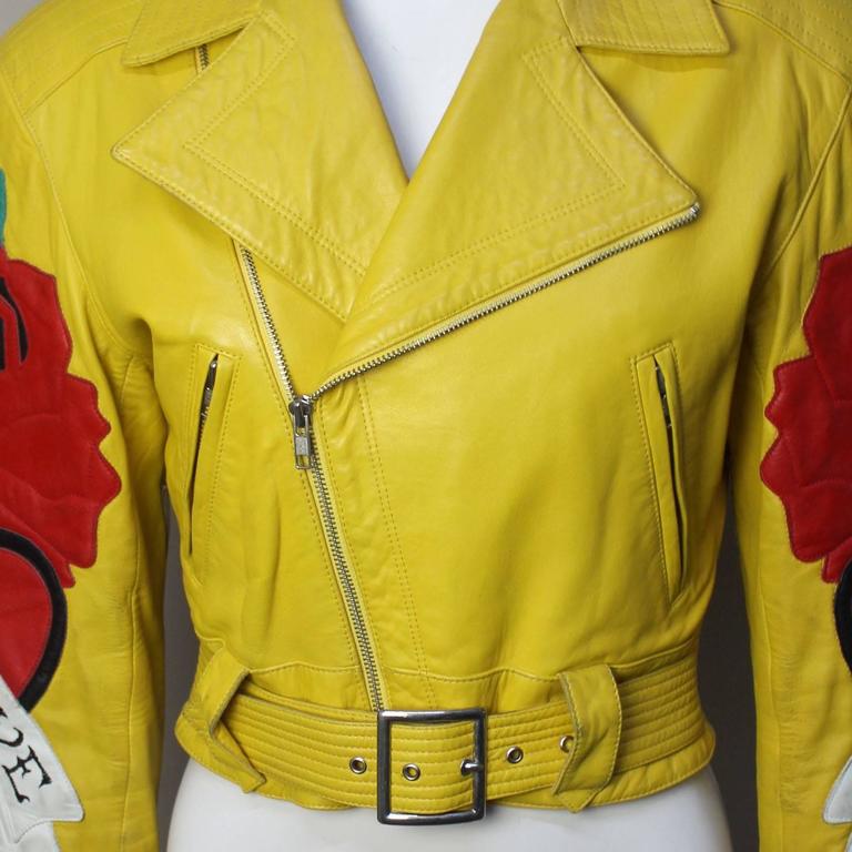 1980s Michael Hoban North Beach Leather Yellow Moto Jacket, True Love ...