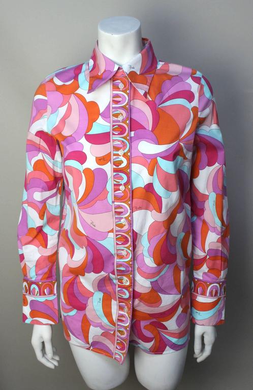Classic Pucci Print Cotton Blouse For Sale at 1stDibs