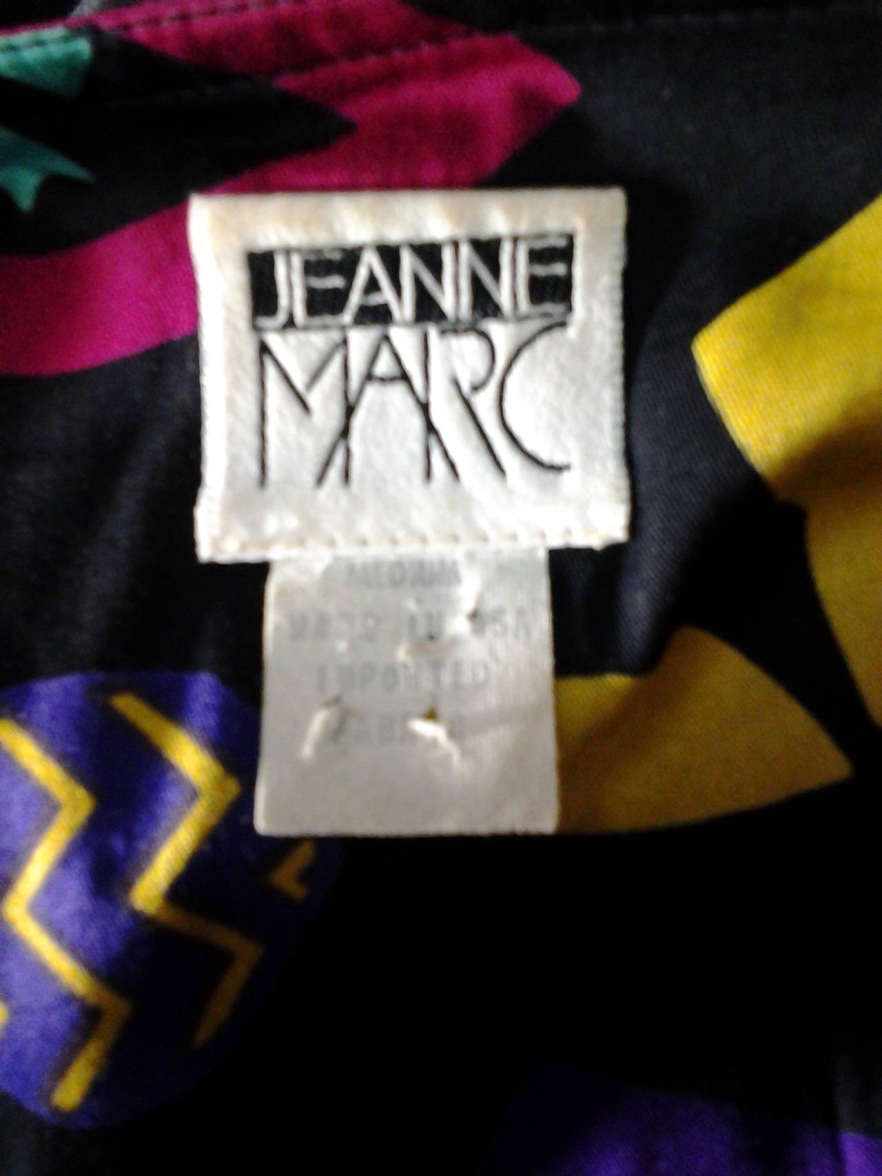 1980s Jeanne Marc Abstract Print Rayon Jumpsuit w/ Wrap Front at 1stDibs