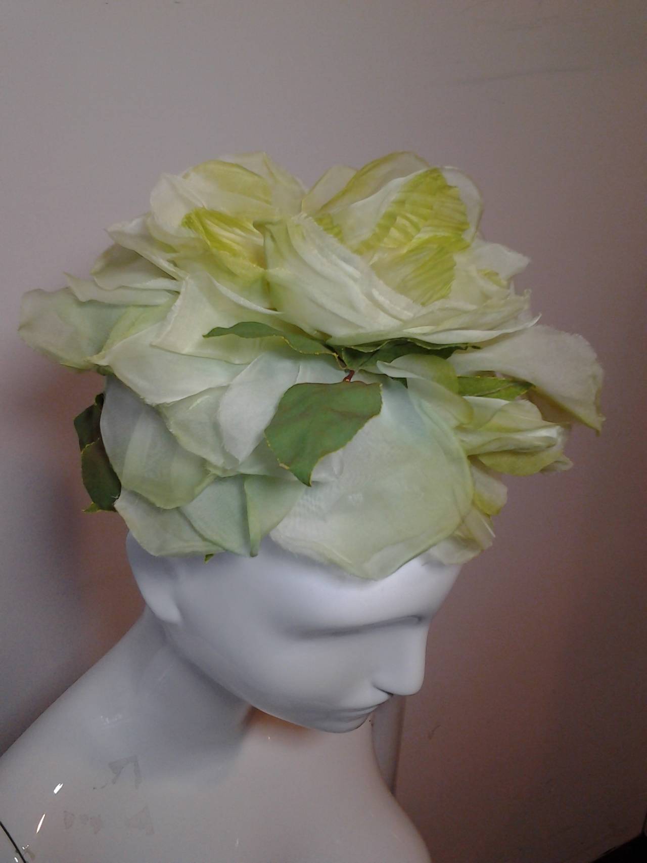 1950s Mireille Vidal Silk Floral Peony Hat at 1stDibs | vidalsilk