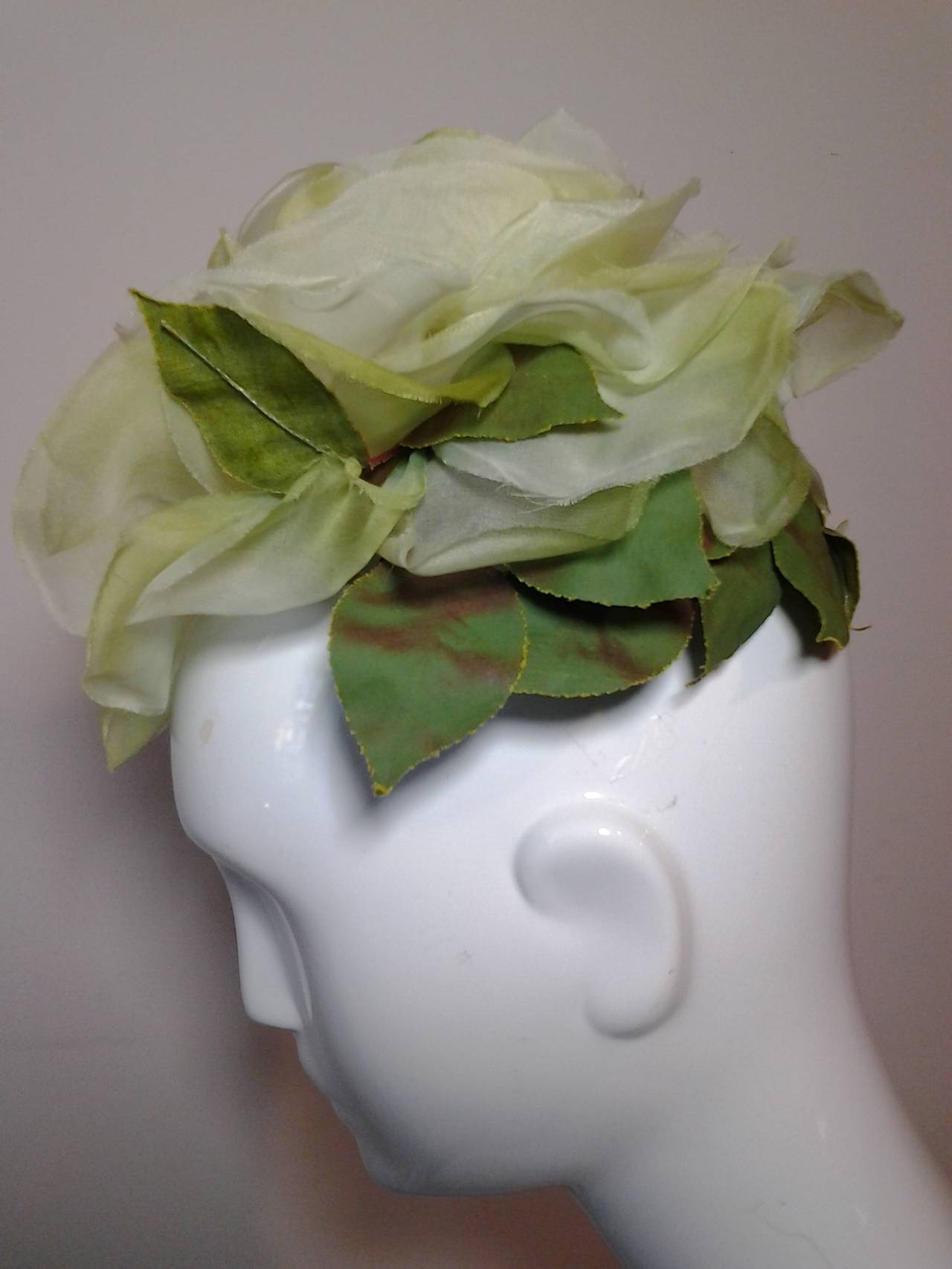 1950s Mireille Vidal Silk Floral Peony Hat at 1stdibs