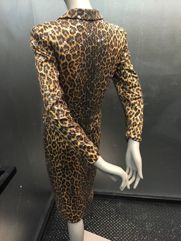 1980s Travilla Leopard Print Silk Skirt Suit Entirely Covered in Clear ...