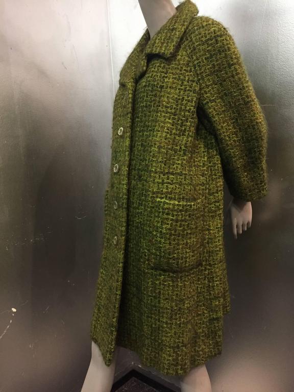 1960's Saks Moss Green Wool Mohair Coat at 1stDibs | moss green wool ...
