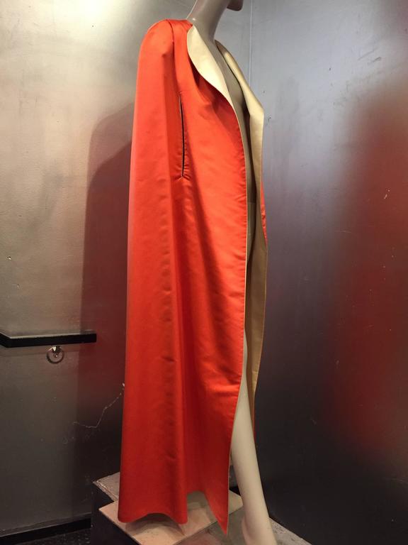 1950s Vivid Coral and Cream Reversible Silk-Satin Floor-Length Opera ...