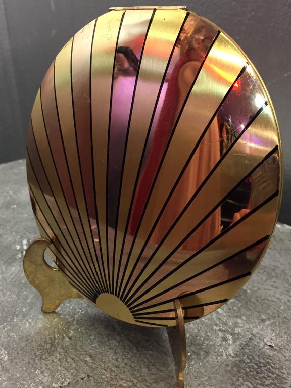 1940's Art Deco Inspired Rose Gold and Brass Sun Ray Motif Compact at ...