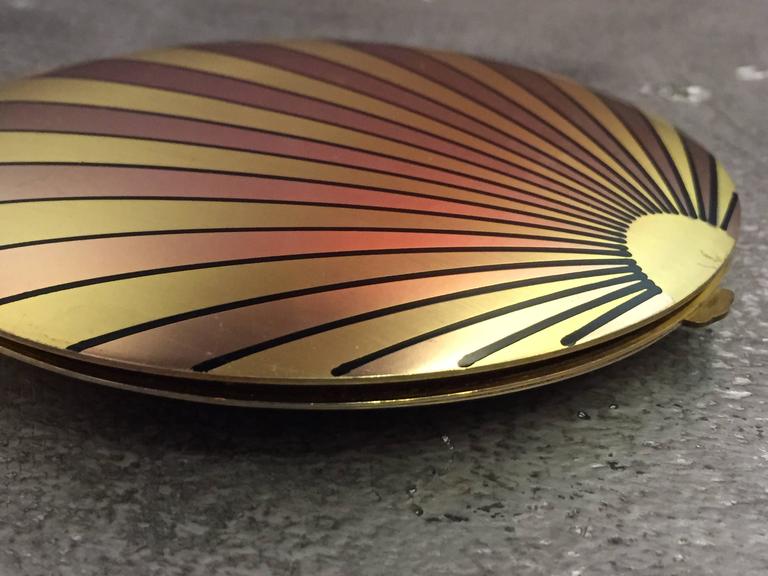 1940's Art Deco Inspired Rose Gold and Brass Sun Ray Motif Compact at ...