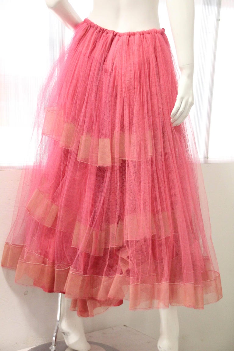 1950s Demi Couture Melon-Color Tulle Crinoline with Layers of Horsehair ...