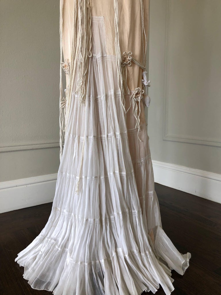 Artisanal -Made Bell Epoch White Crochet and Macrame Maxi Dress W Rope ...