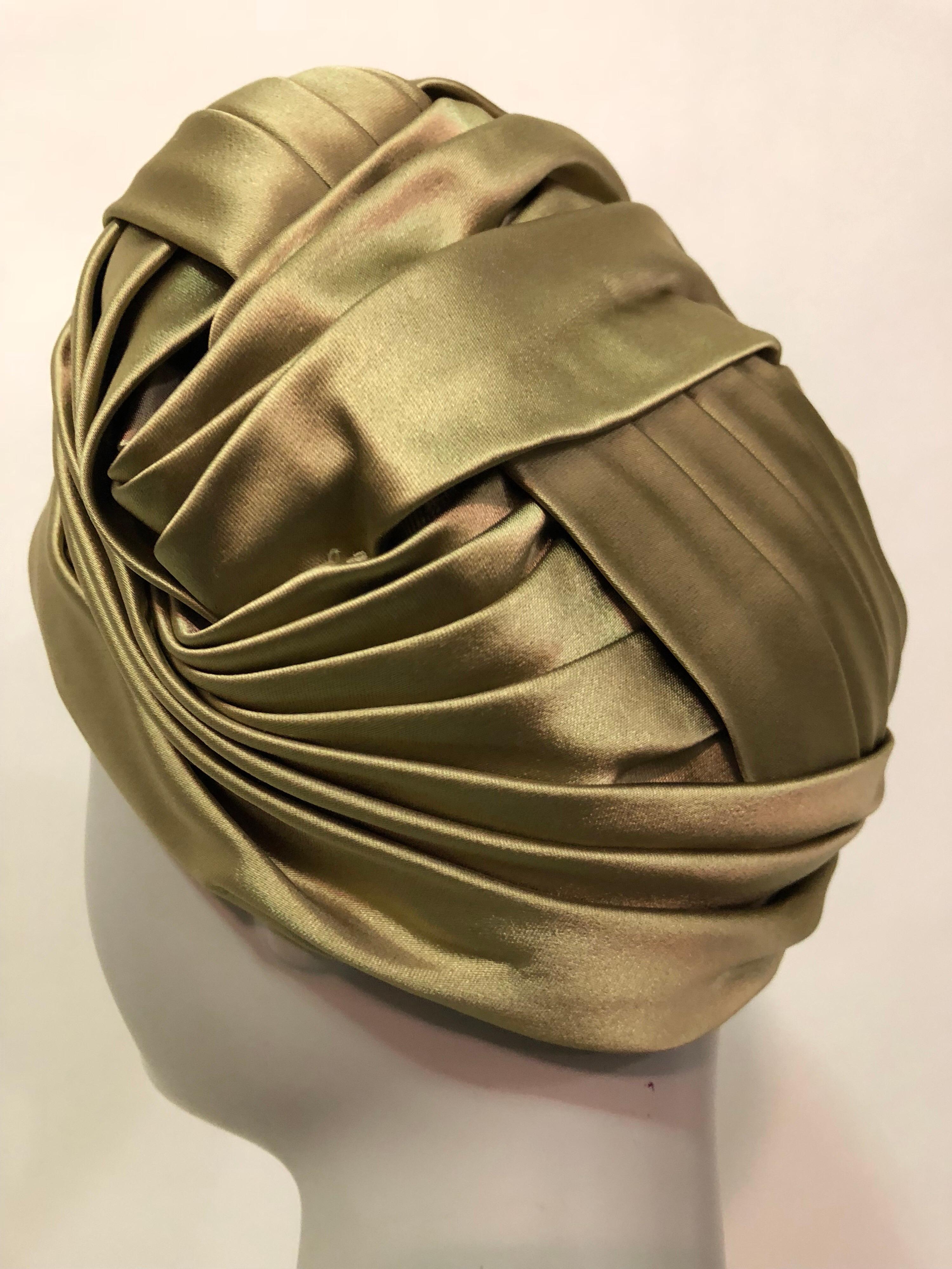 Christian Dior Golden Silk Satin Pleated Turban With Jewels, 1960s at ...