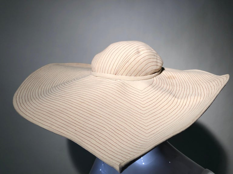 1930s Lucille Morgan Eggshell Summer Crepe Picture Hat With Trapunto ...