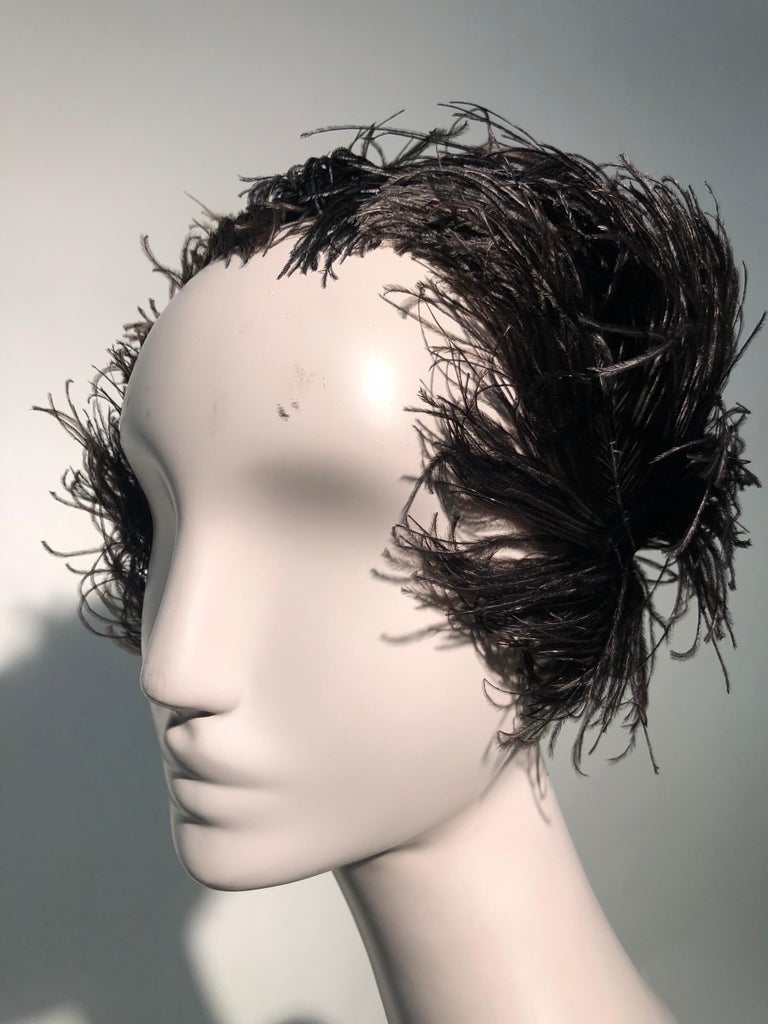 1950s Christian Dior Ballet-Inspired Black Ostrich Feather Cocktail Hat ...