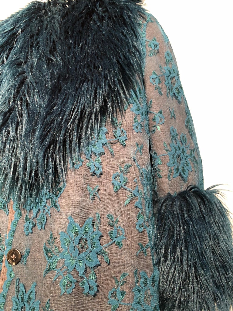 Torso Creations 1950s Grey Wool Coat W/ Teal Lace Overlay and ...