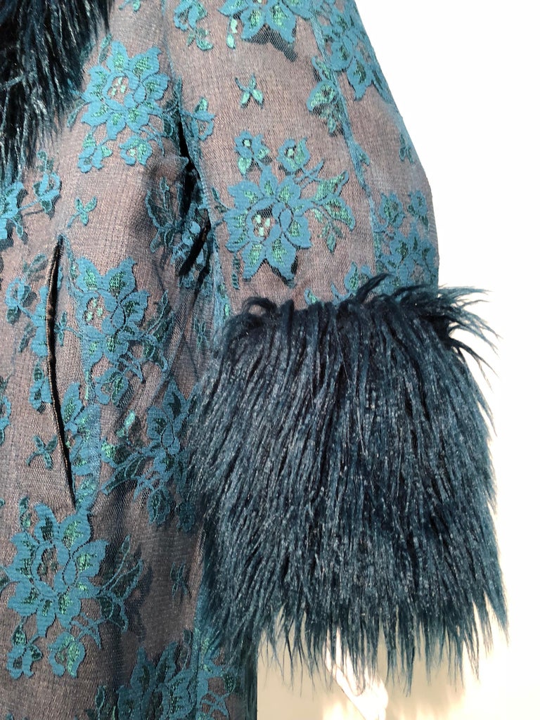 Torso Creations 1950s Grey Wool Coat W/ Teal Lace Overlay and ...