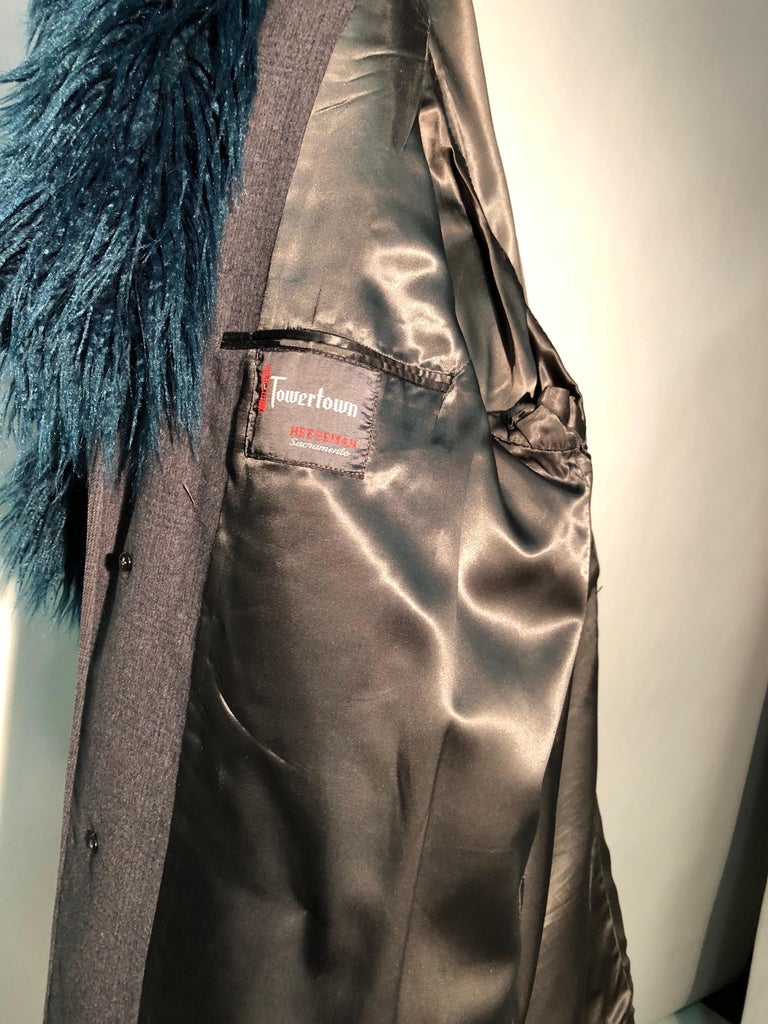 Torso Creations 1950s Grey Wool Coat W/ Teal Lace Overlay and ...