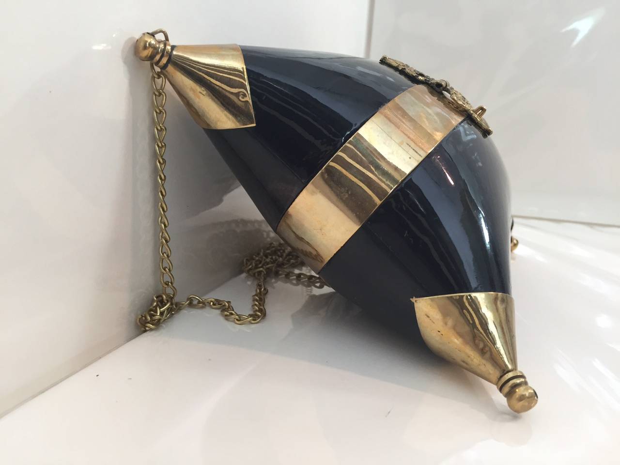 1970s Horn and Brass "Pillow" Shaped Shoulder Bag at 1stDibs