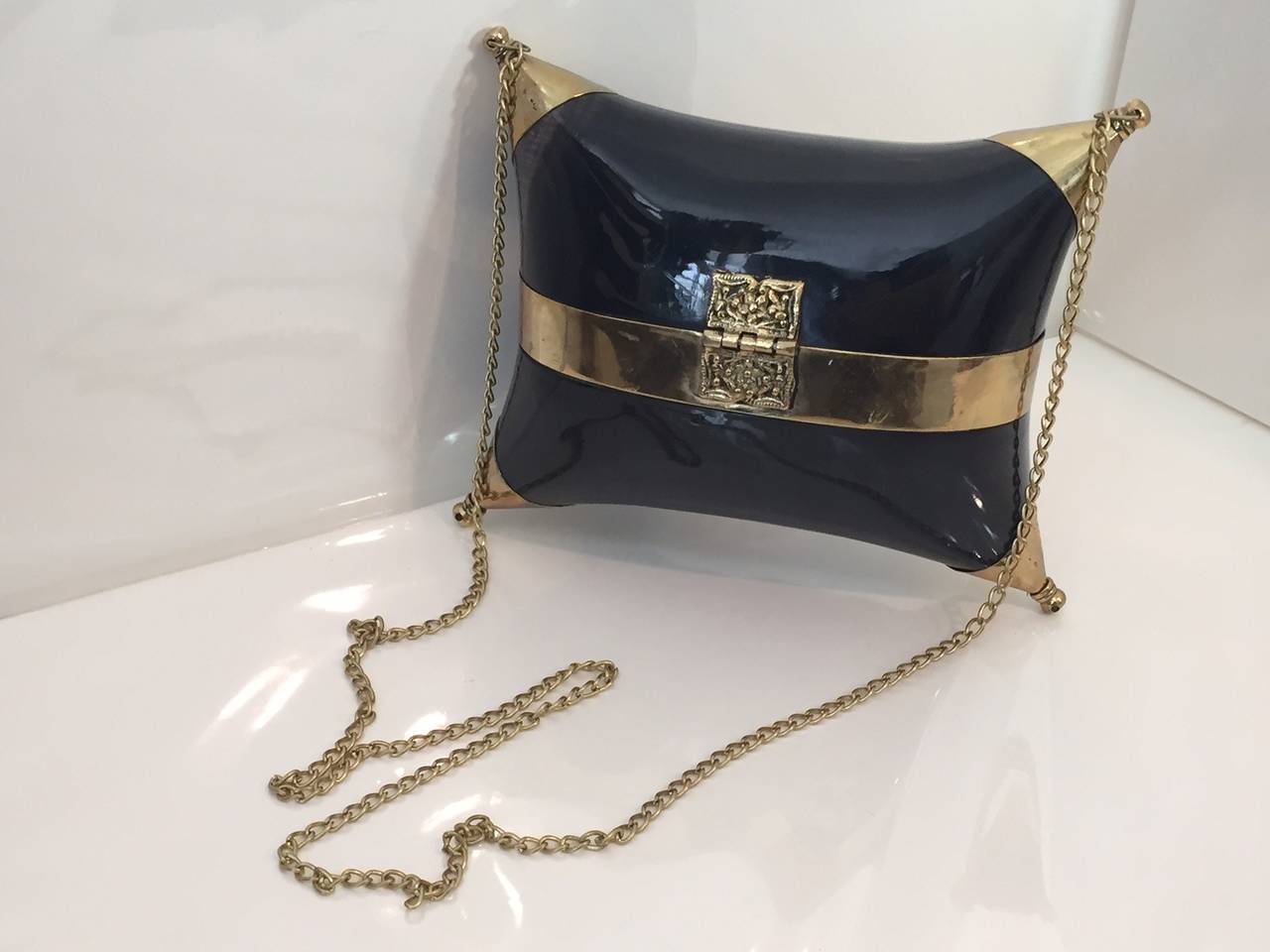 1970s Horn and Brass "Pillow" Shaped Shoulder Bag at 1stDibs