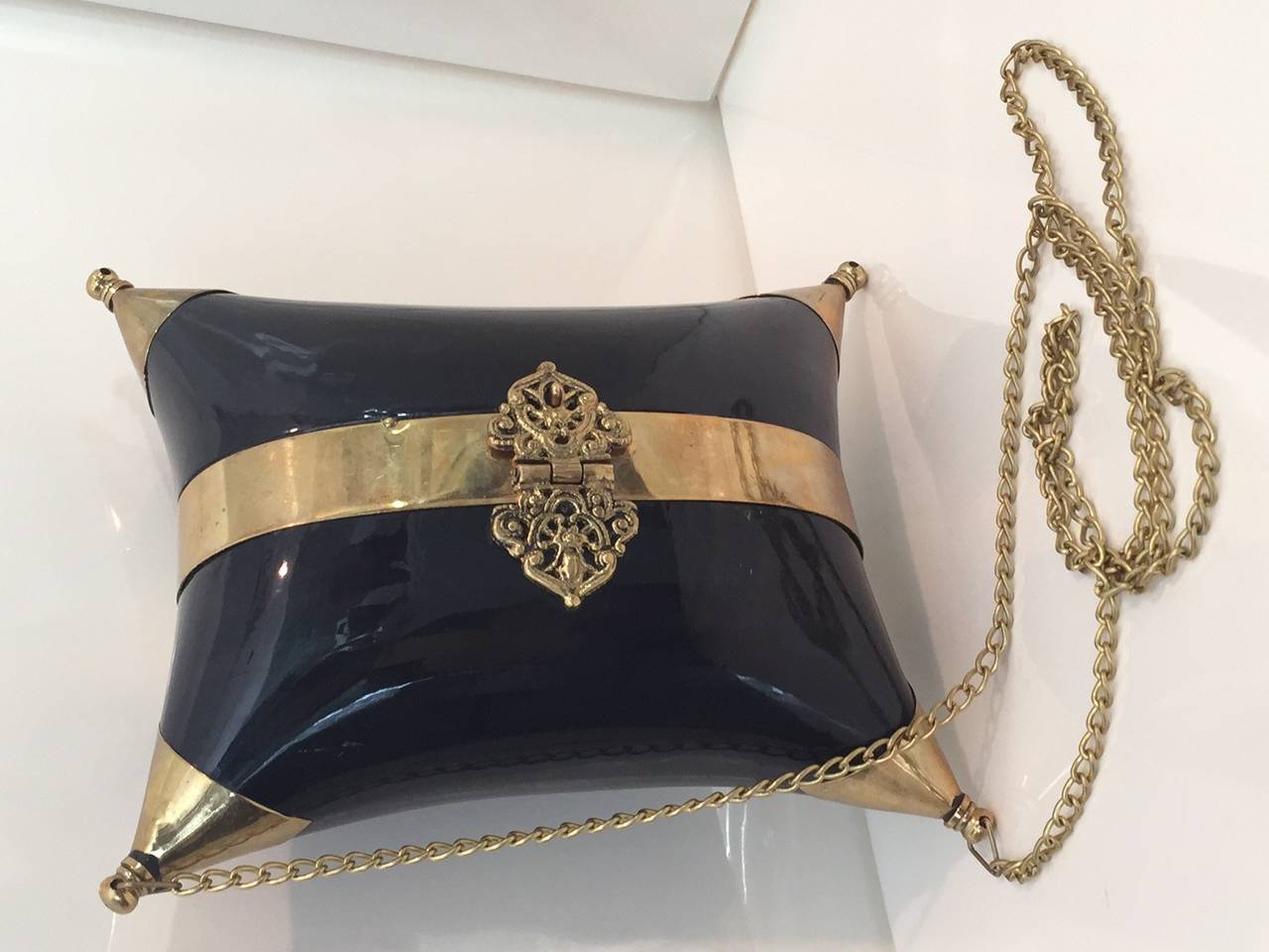 1970s Horn and Brass "Pillow" Shaped Shoulder Bag at 1stDibs