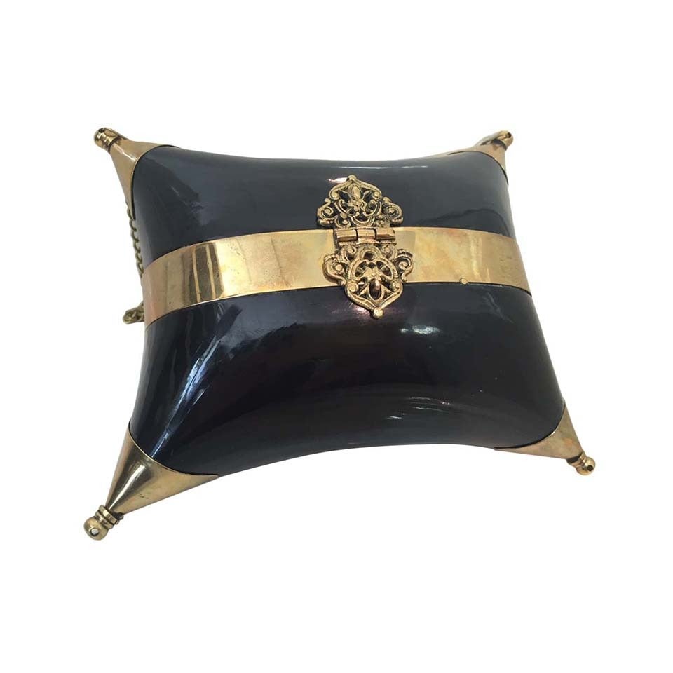 1970s Horn and Brass "Pillow" Shaped Shoulder Bag at 1stDibs