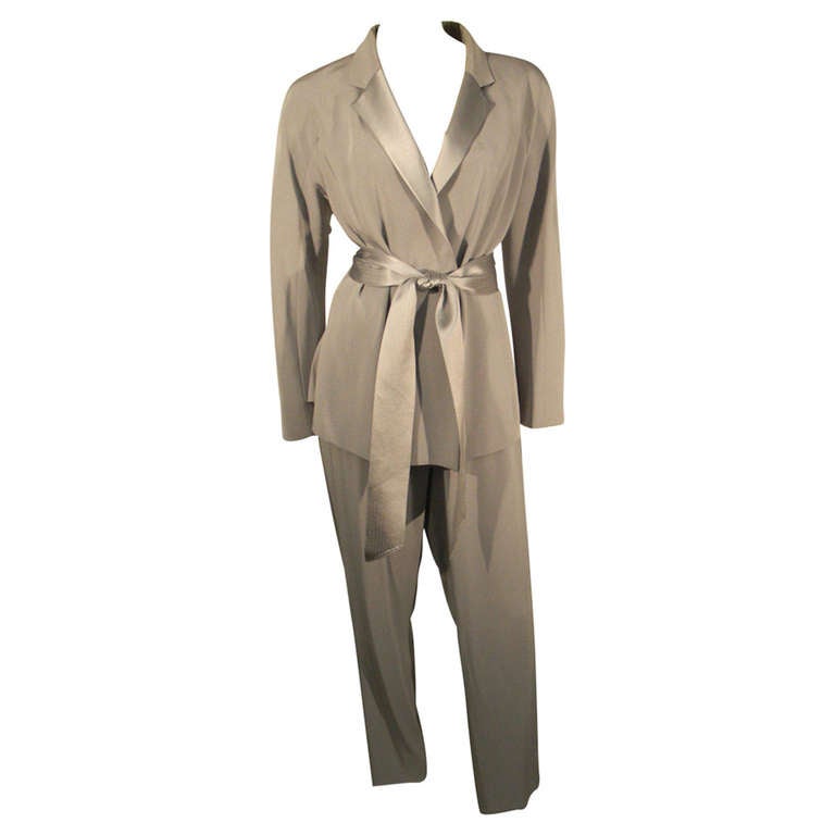 Richard Tyler Couture "Le Smoking" Tuxedo Suit in Dove Gray at 1stDibs