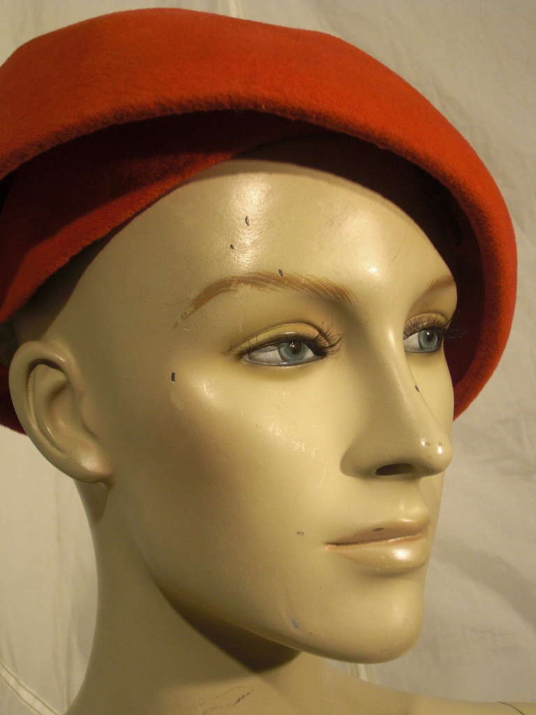 1950s Emme Sueded Cashmere Bullet Hat in Persimmon For Sale at 1stDibs ...