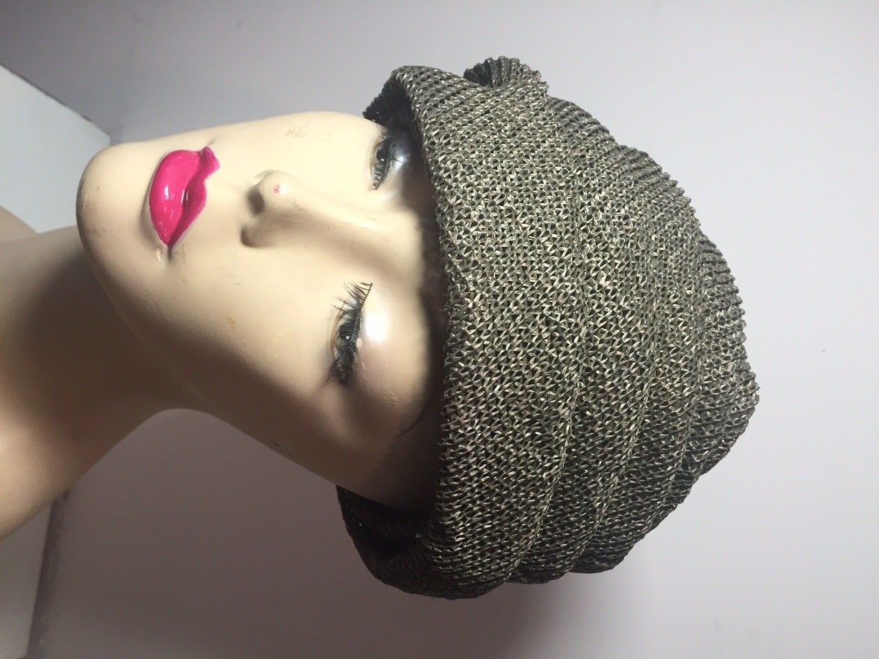 1950s Pertegaz Olive Buckram Turban Hat at 1stDibs