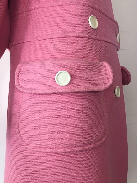 1960s Courreges Pink Wool Mod Coat with White Buttons at 1stDibs | pink ...