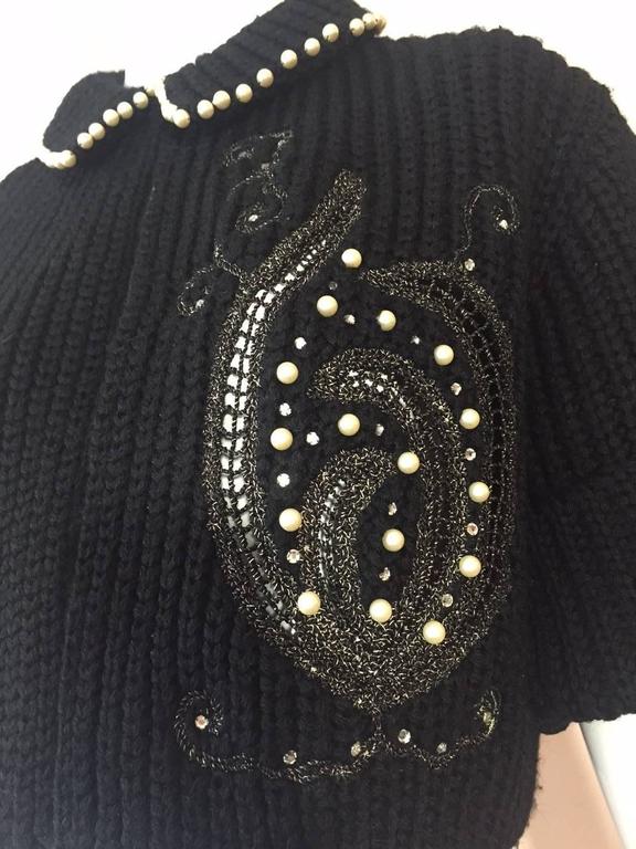 1950s Ethel Wool Knit Evening Sweater w/ Faux Pearls and Embroidery at ...