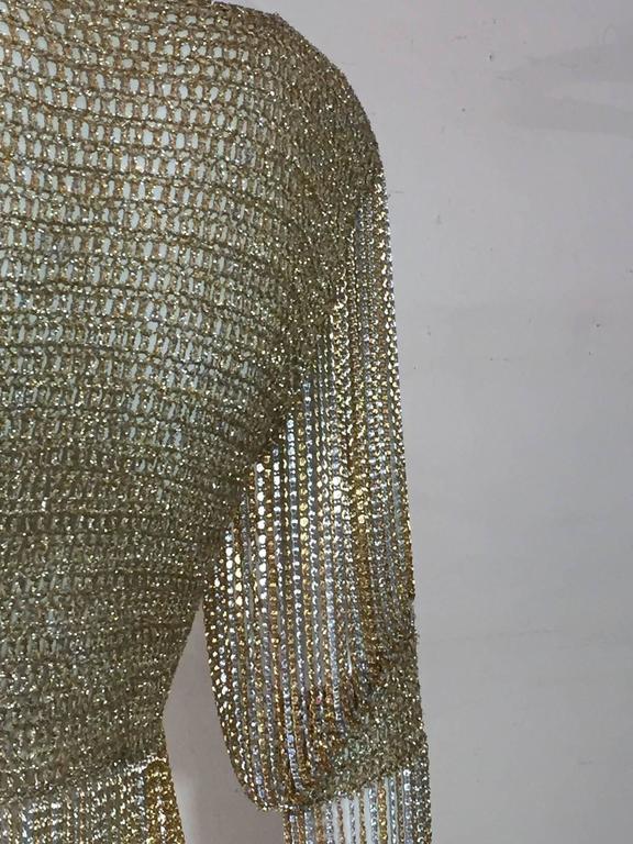 1970s Loris Azzaro Renaissance-Inspired Gold/Silver Knit Top w/ Chain ...