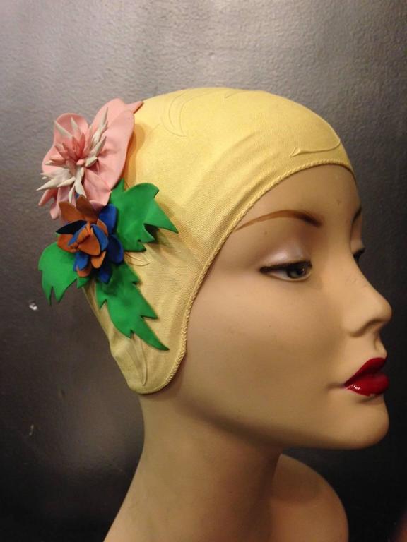 1950s Latex Swim Cap with Fabulous Flower Appliques at 1stDibs