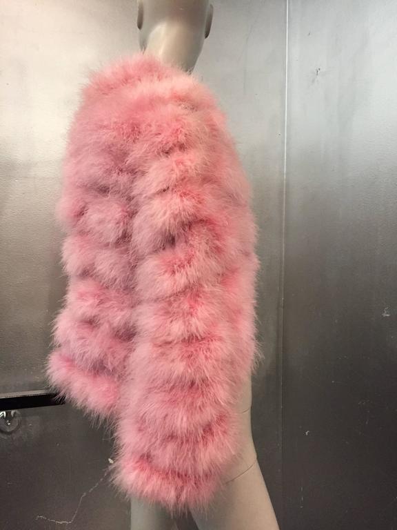 1970s Cotton Candy Pink Tiered Marabou Jacket w Tie at Neck at 1stDibs
