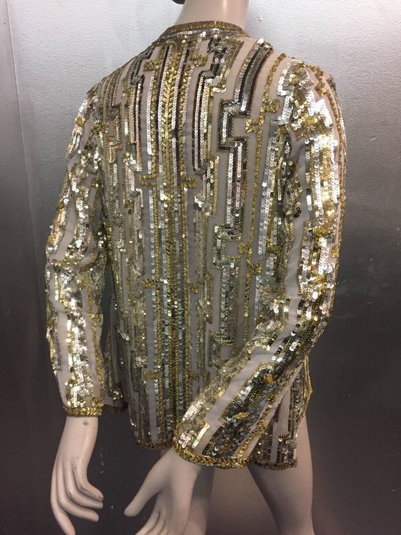 1970s Giorgio of Beverly Hills Silk Evening Jacket with Silver and Gold ...
