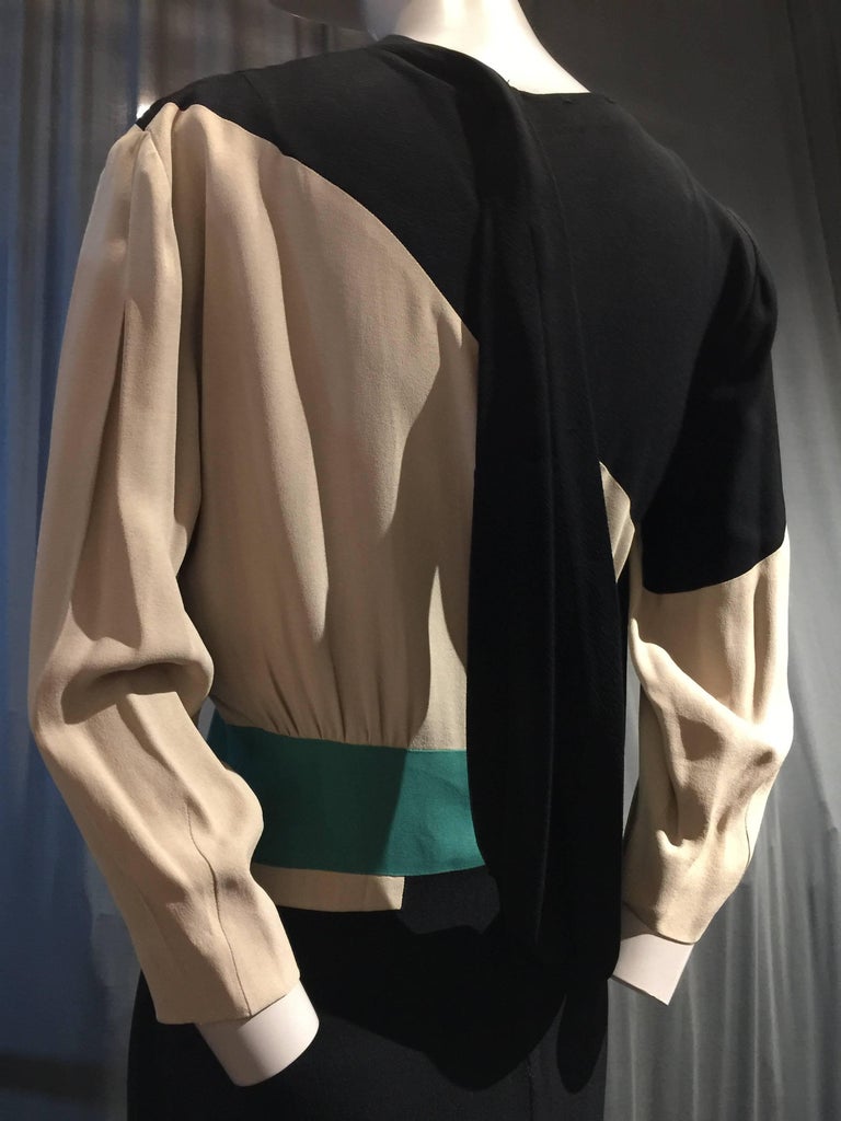 1940s Iconic Adrian Original Cubist-Inspired Dress in Green Gray and ...