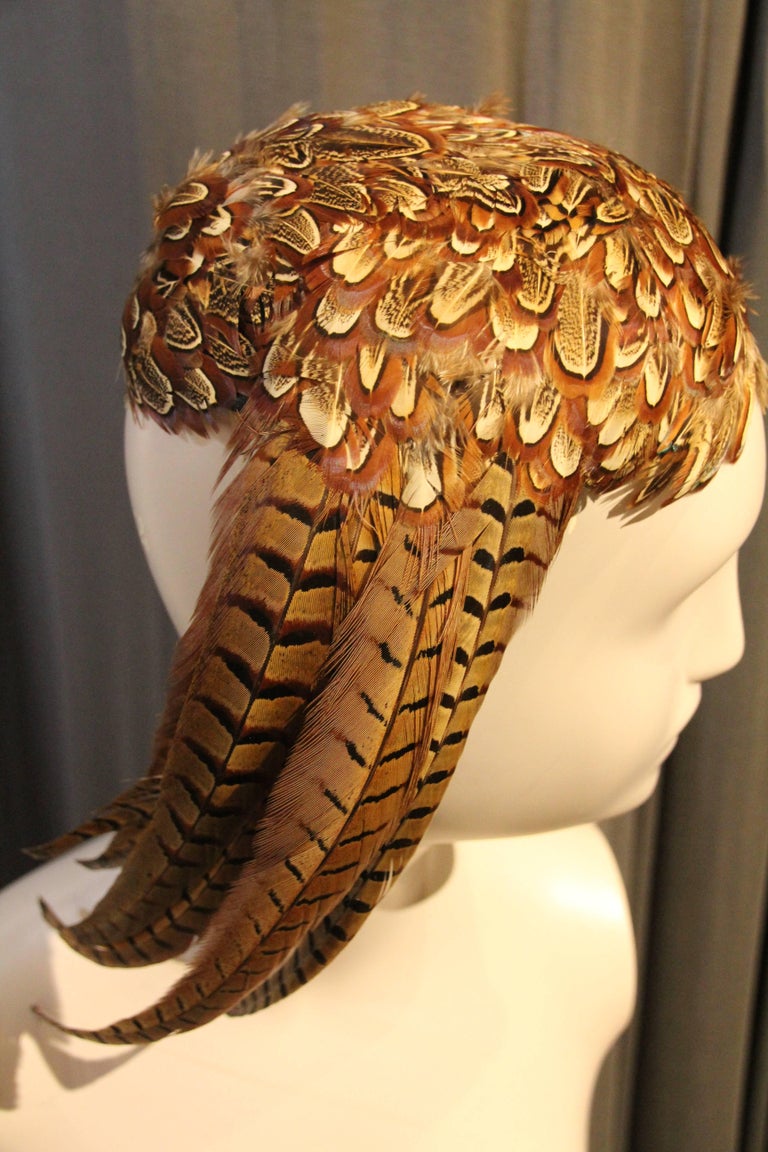 1980s Stuart Jay Pheasant Feather Hat with Side "Wing" at 1stDibs