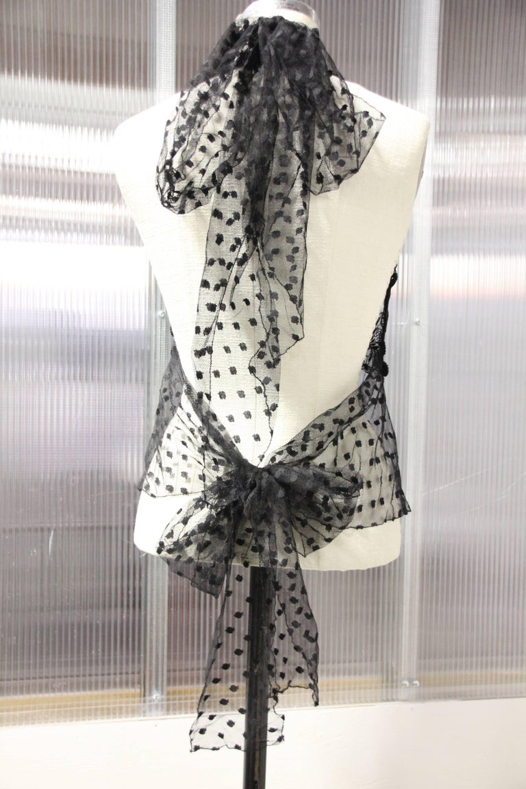 Custom-Made Victorian Jet Beaded Goth Halter Top w Pointe D'Esprit ...