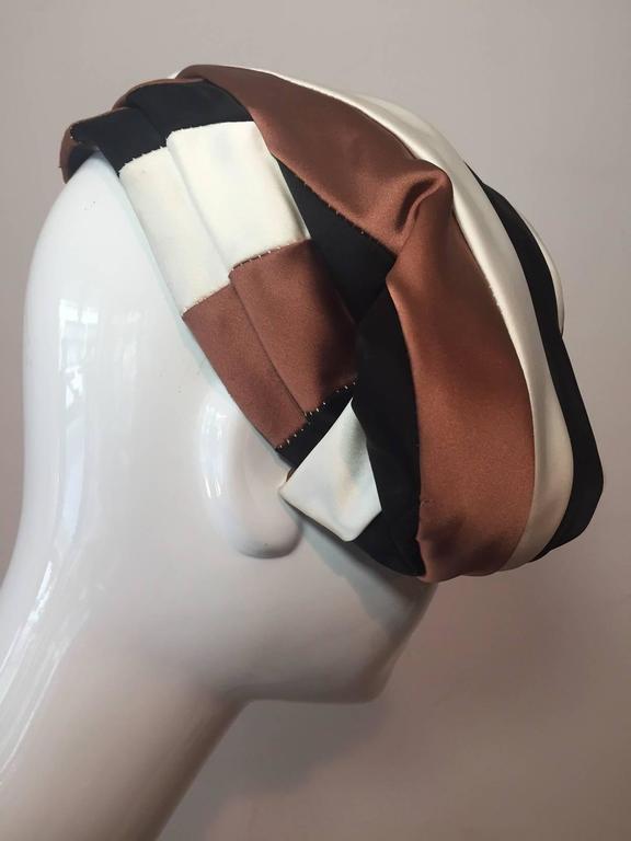 1950s Evelyn Varon Matador-Inspired Black White and Brown Silk Satin ...