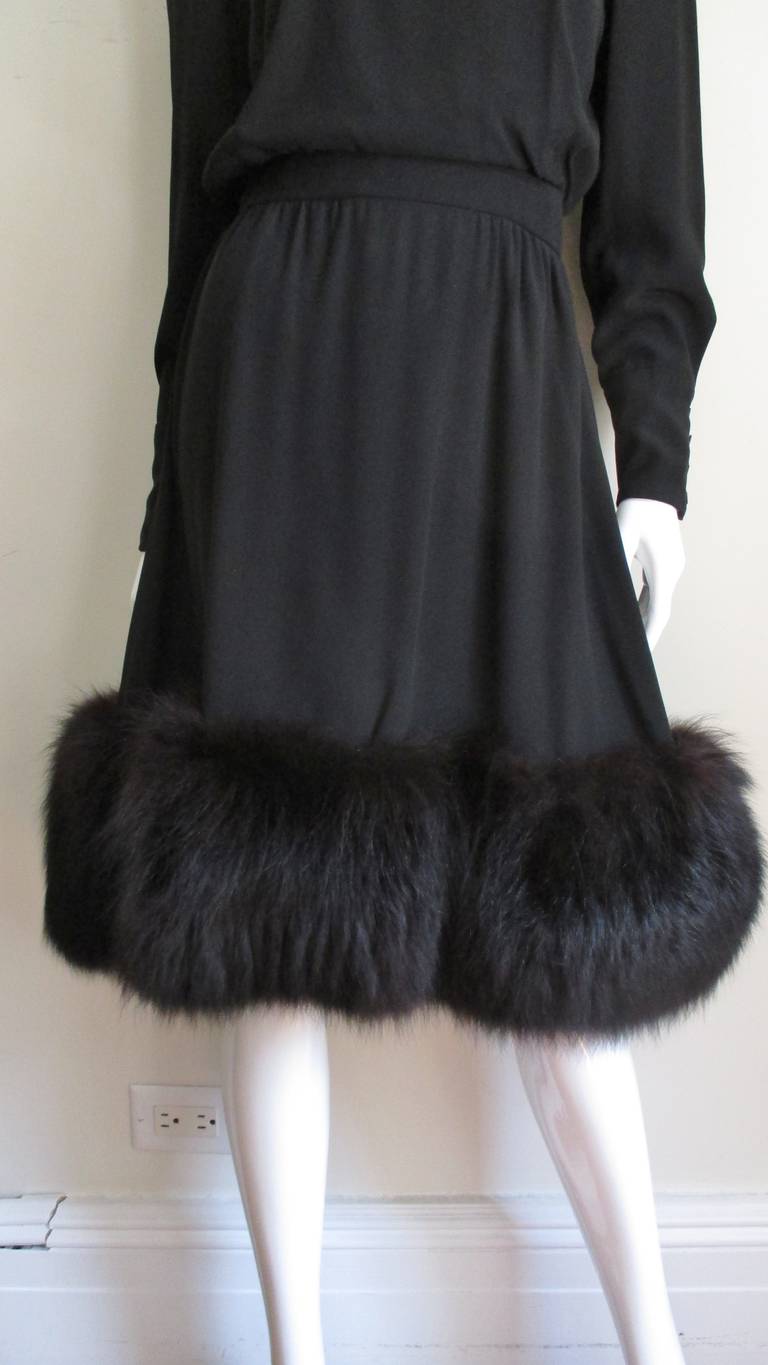 Jean Louis Dress W Fox Fur Skirt at 1stDibs