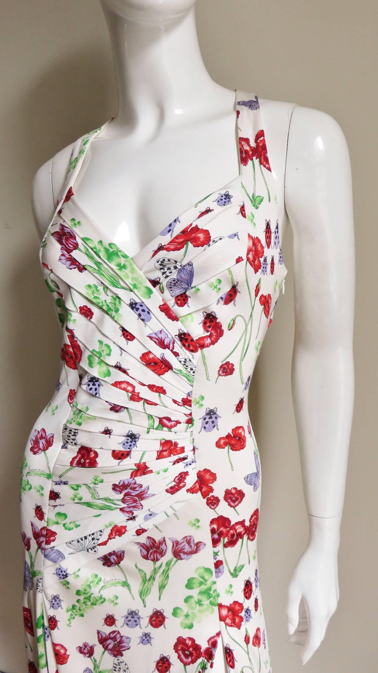 Versace Silk Backless Butterflies and Flowers Silk Dress at 1stDibs