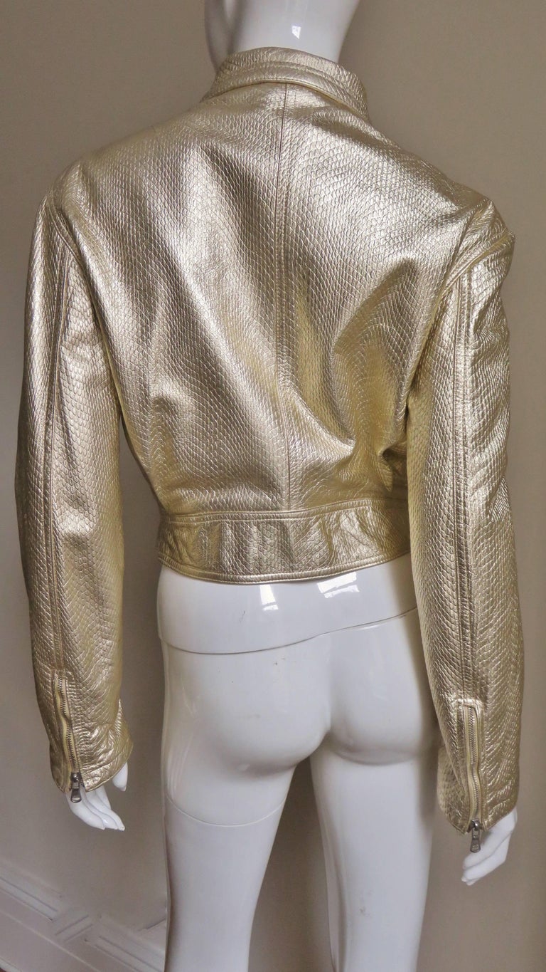 1990s Gianni Versace Gold Leather Motorcycle Jacket at 1stDibs
