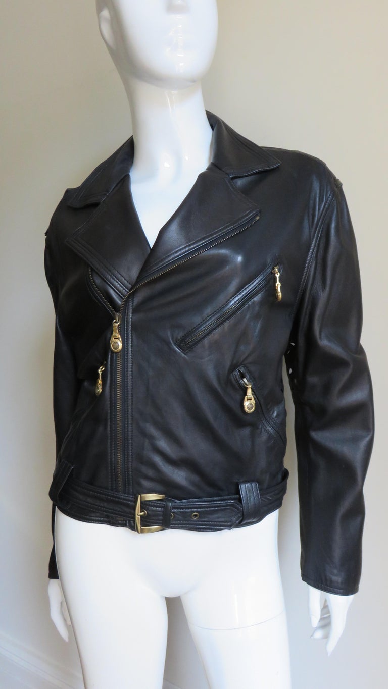 Gianni Versace Woven Leather Jacket 1990s at 1stDibs