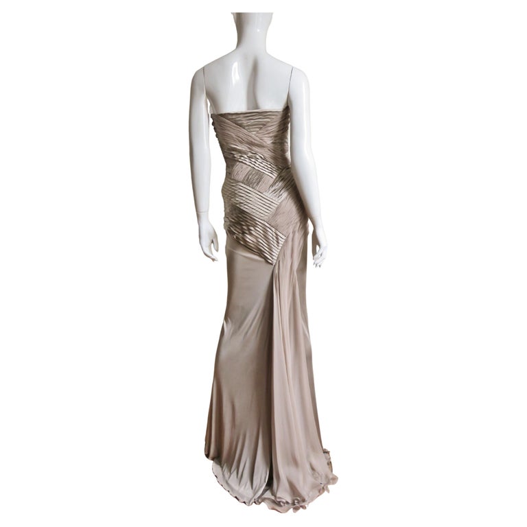 Versace Detailed Silk Strapless Gown For Sale at 1stDibs | versace gown ...