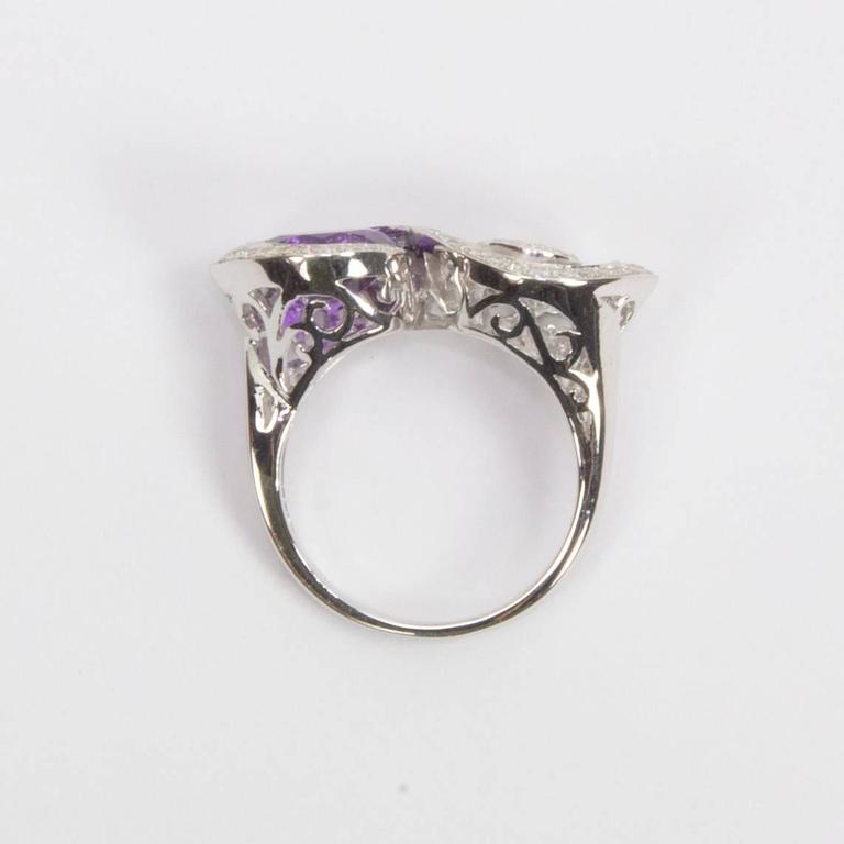 Toi et Moi Bypass Amethyst CZ Sterling Silver Rhodium Crossover Ring ...