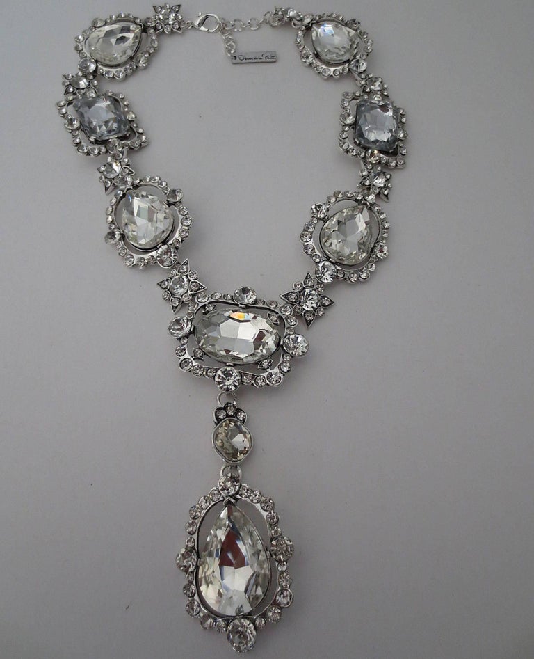 Signed Oscar De La Renta Crystal Estate Statement Necklace at 1stDibs | crystal chunky necklace
