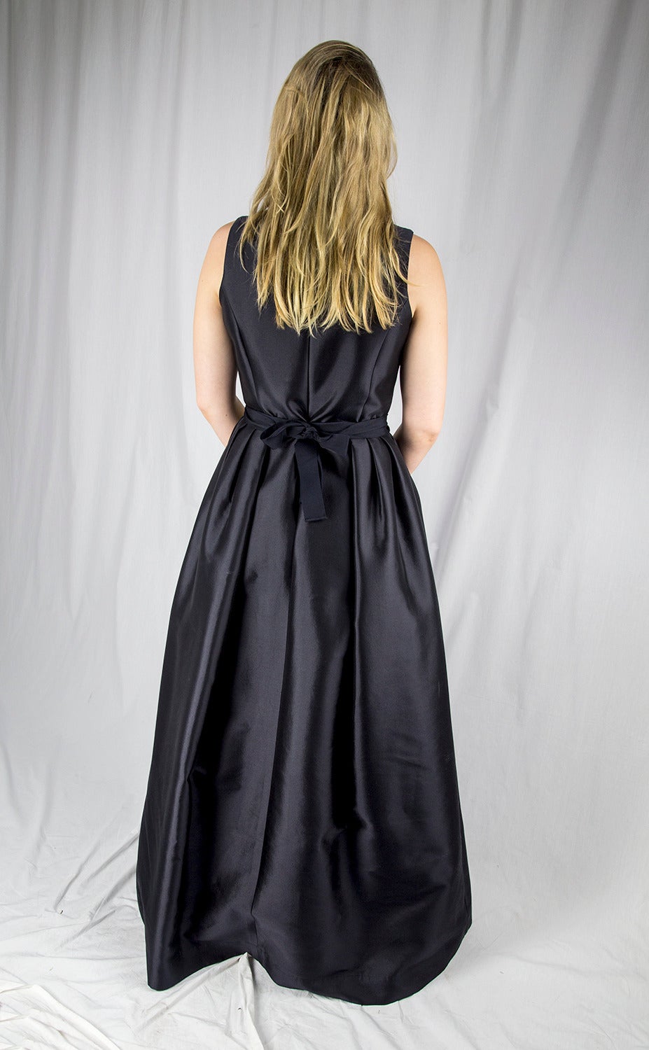 Wayne Clark Black Gold Belted Gown For Sale at 1stDibs